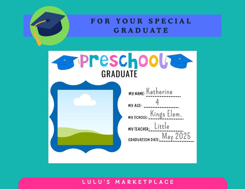 Preschool Graduation Keepsake: Fill-in Interview, Handprint Art (PDF ...
