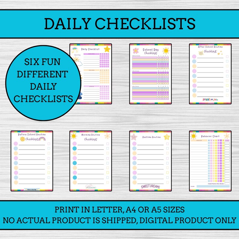 Kids Chore Chart Printable: Daily & Weekly Routine Checklist (PDF) - Etsy