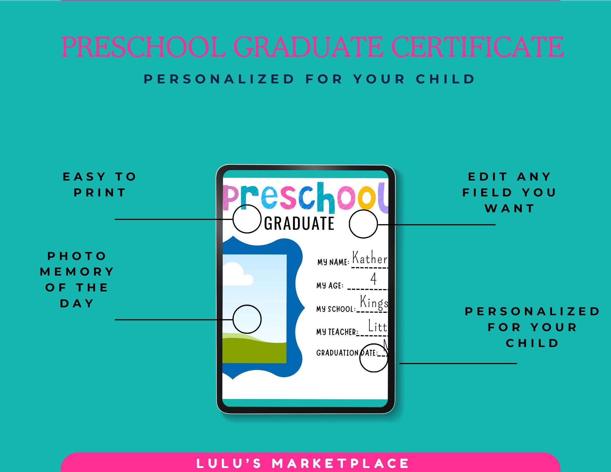 Preschool Graduation Keepsake: Fill-in Interview, Handprint Art (PDF ...