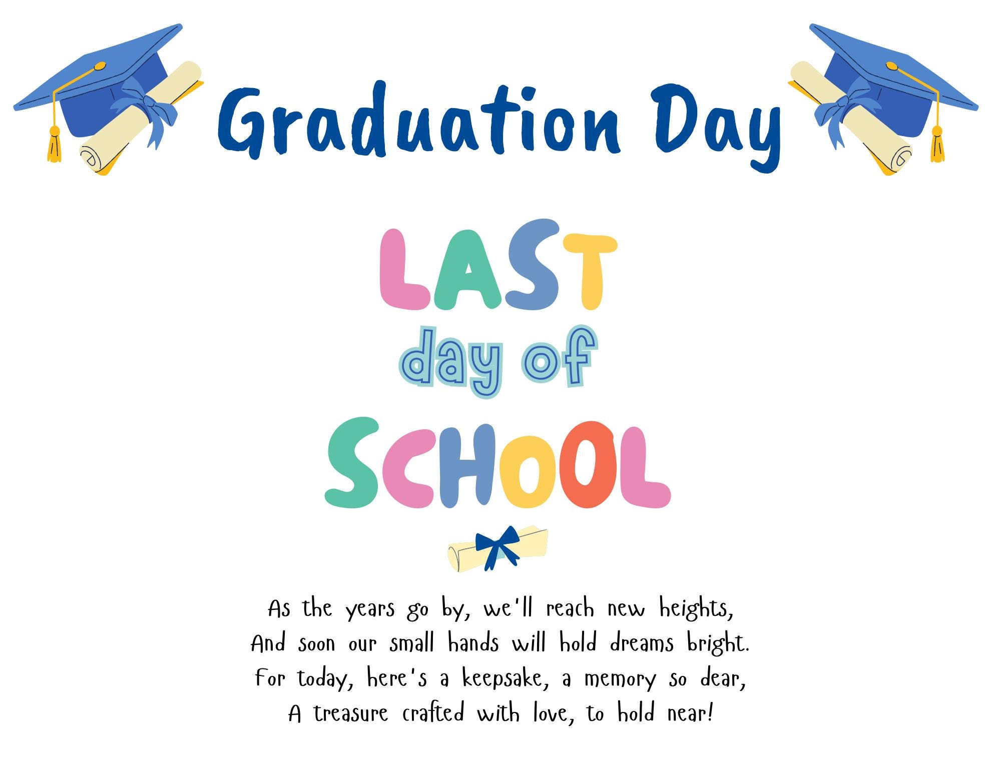 Last Day of School Handprint Art: Graduation Keepsake (PDF Download) - Etsy