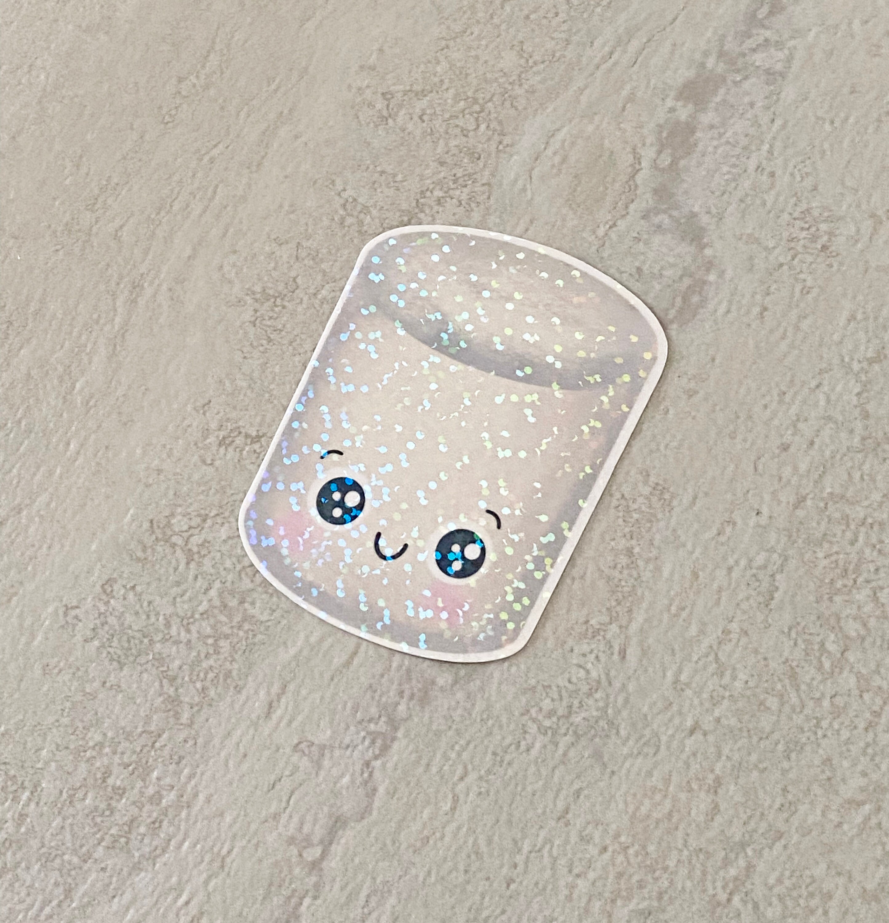 Cartoon Marshmallows Waterproof Die Cut Holographic Stickers 6 Piece ...