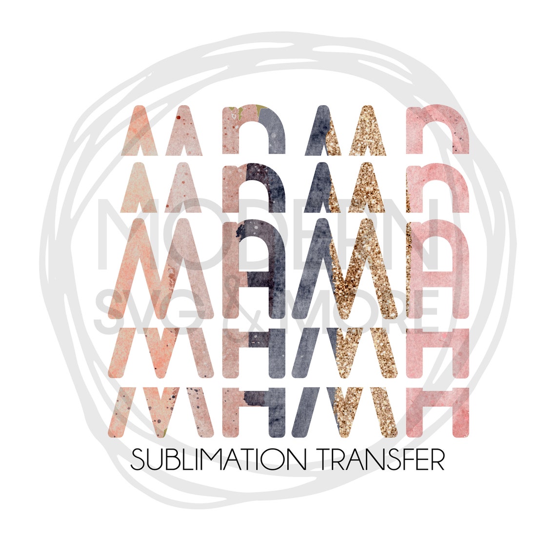 Mama Stacked Blush and Gray Sublimation Transfer Ready to | Etsy