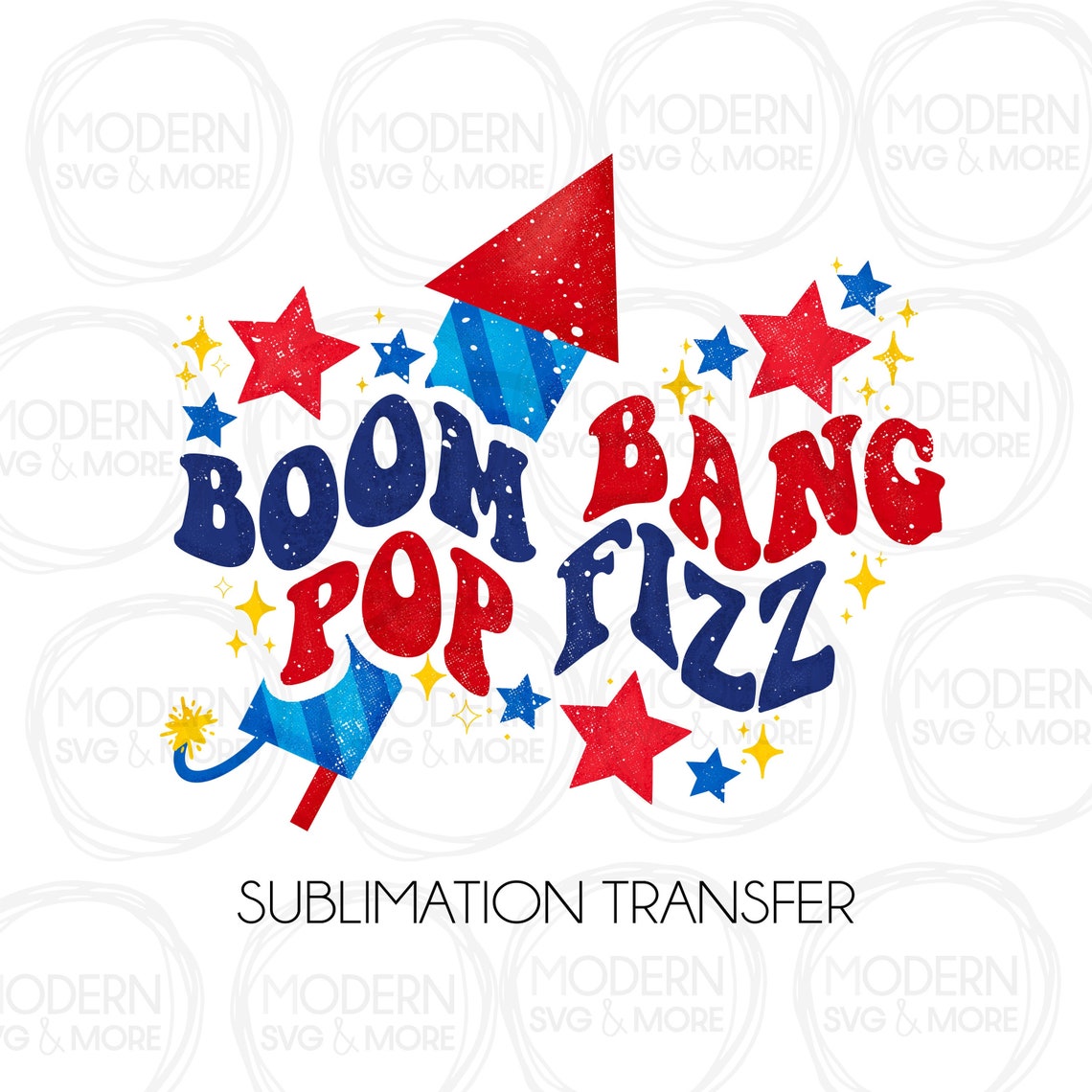 Boom Bang Pop Fizz Retro Fireworks Stars 4th of July - Etsy