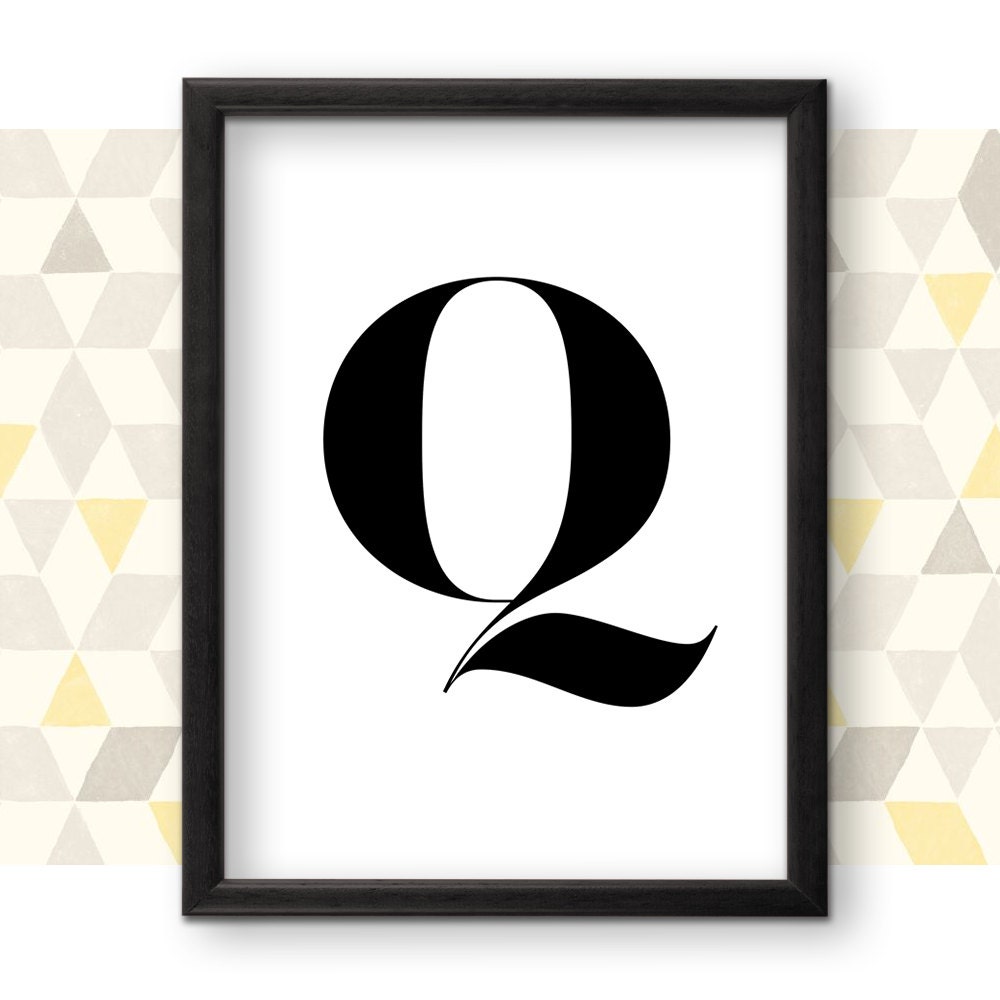 Letter Poster Monogram Contemporary Typography Q Art Print Q Letter Art ...