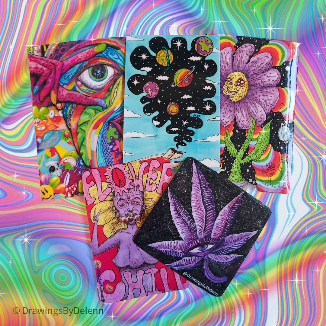 Psychedelic Trippy Stoner Vinyl Stickers and Sticker Pack - Etsy