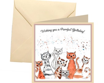 Cat birthday card | Etsy