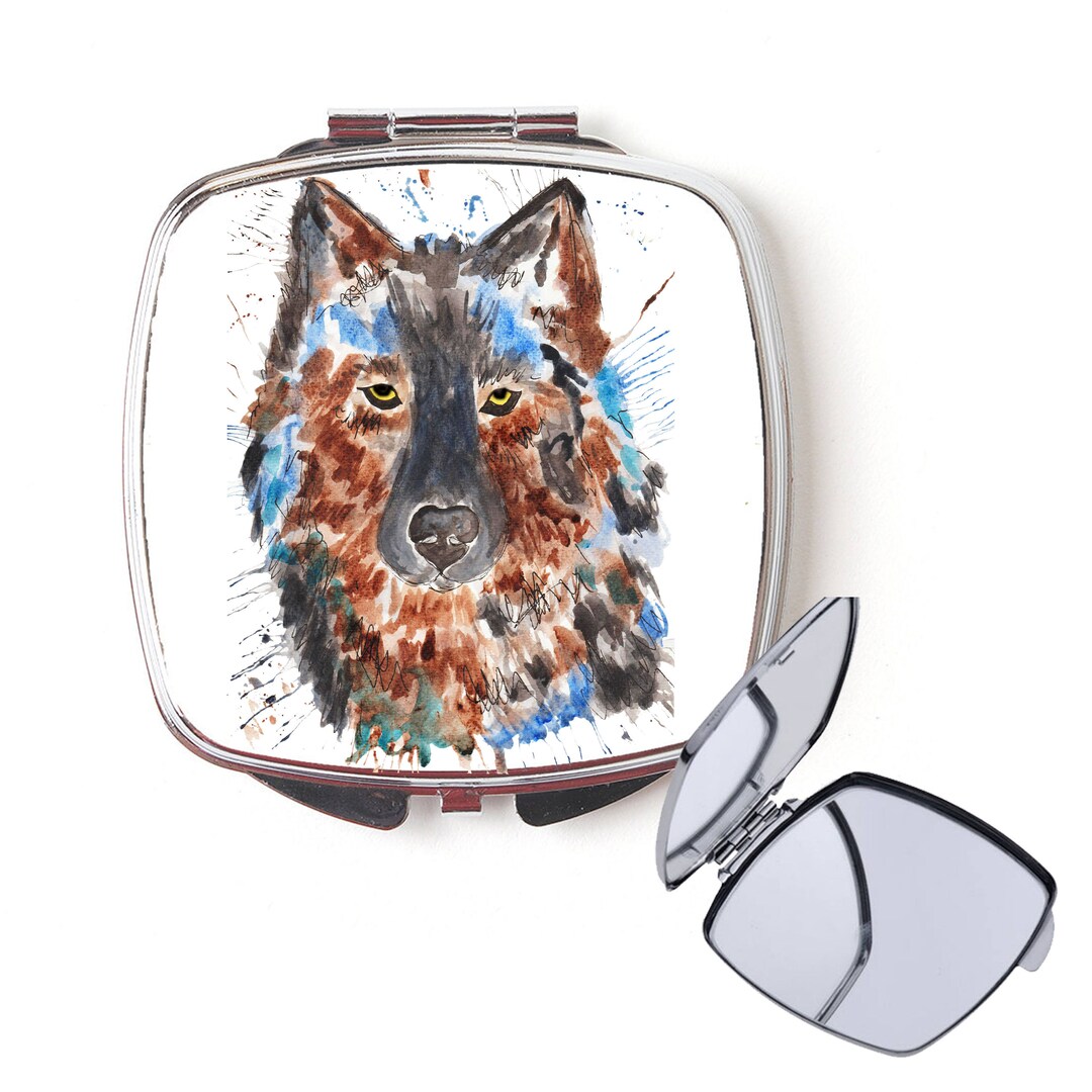 Wolf Compact Mirror, Handbag Mirror, Wolf Mirror, Birthday Gift, for ...