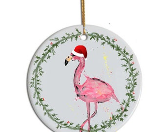 Personalised Christmas Flamingo Tree Decoration - Etsy