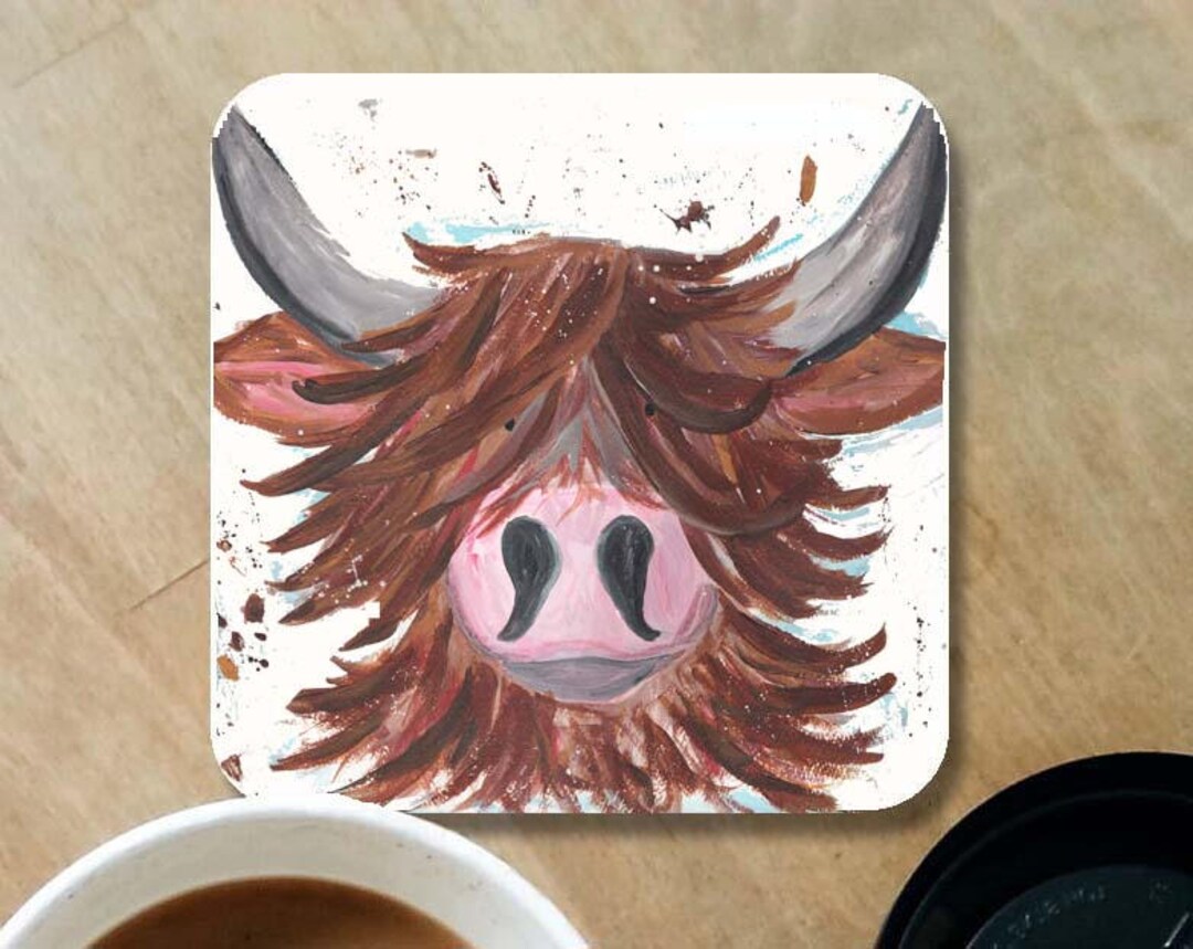 Highland Cow Coaster, Cow Coaster, Wooden Coaster, Personalised Coaster ...