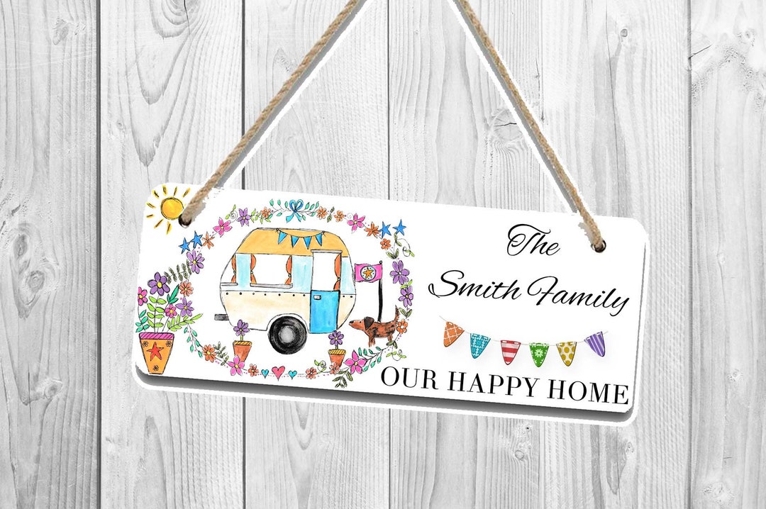 Caravan Sign, Caravan Happy Home, Caravan Gift, Caravan Personalised ...