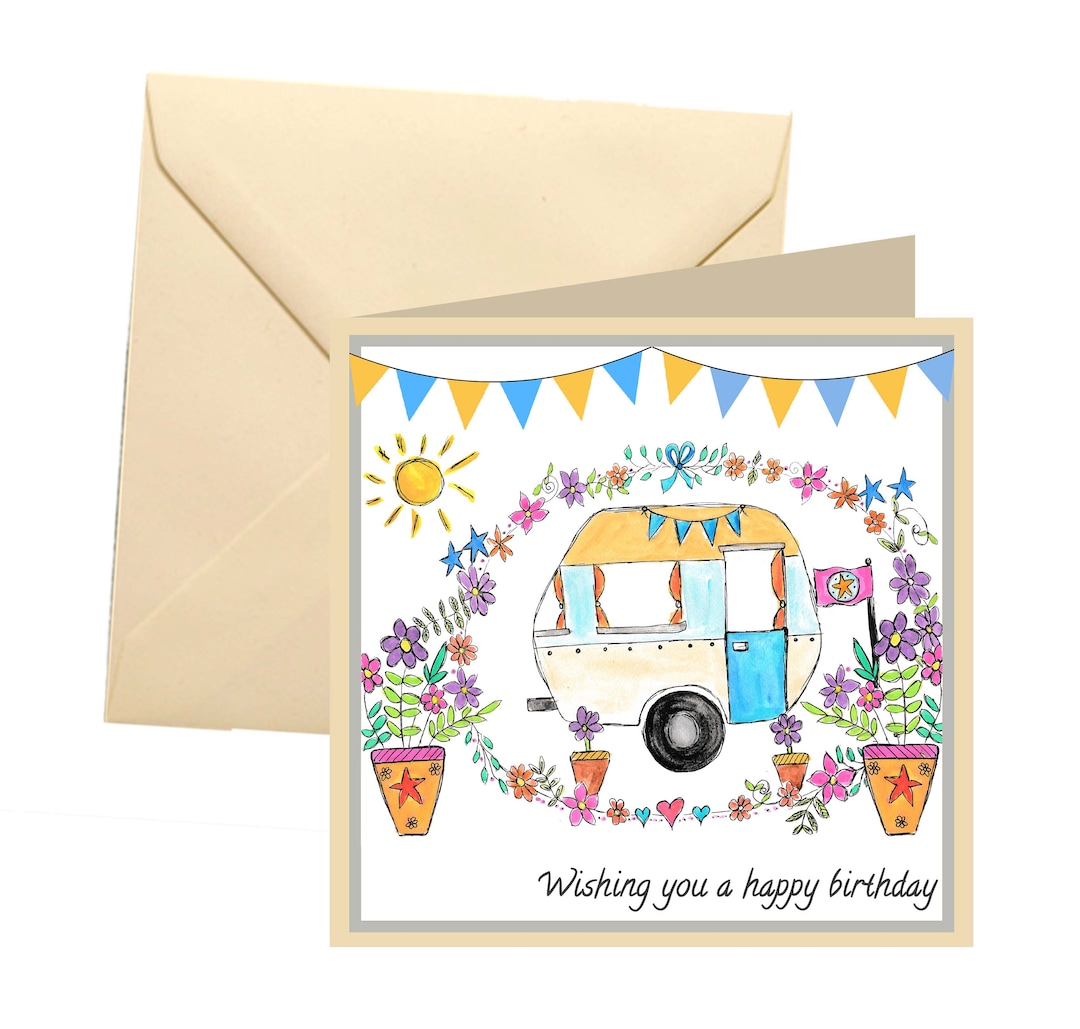 Caravan Birthday Card, Birthday Card, Caravan Card, Camping Card ...