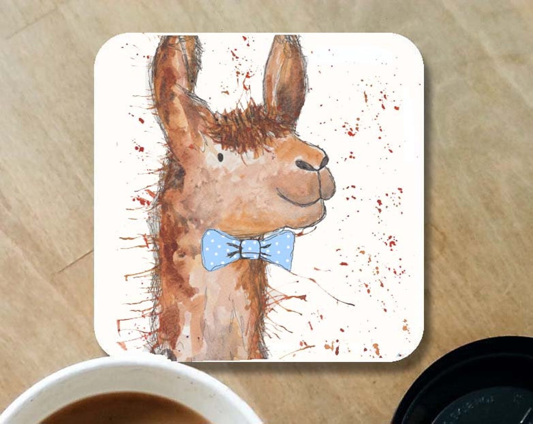 Llama With Bow Tie Coaster, Wooden Coaster, Llama Gift, Table Coaster ...