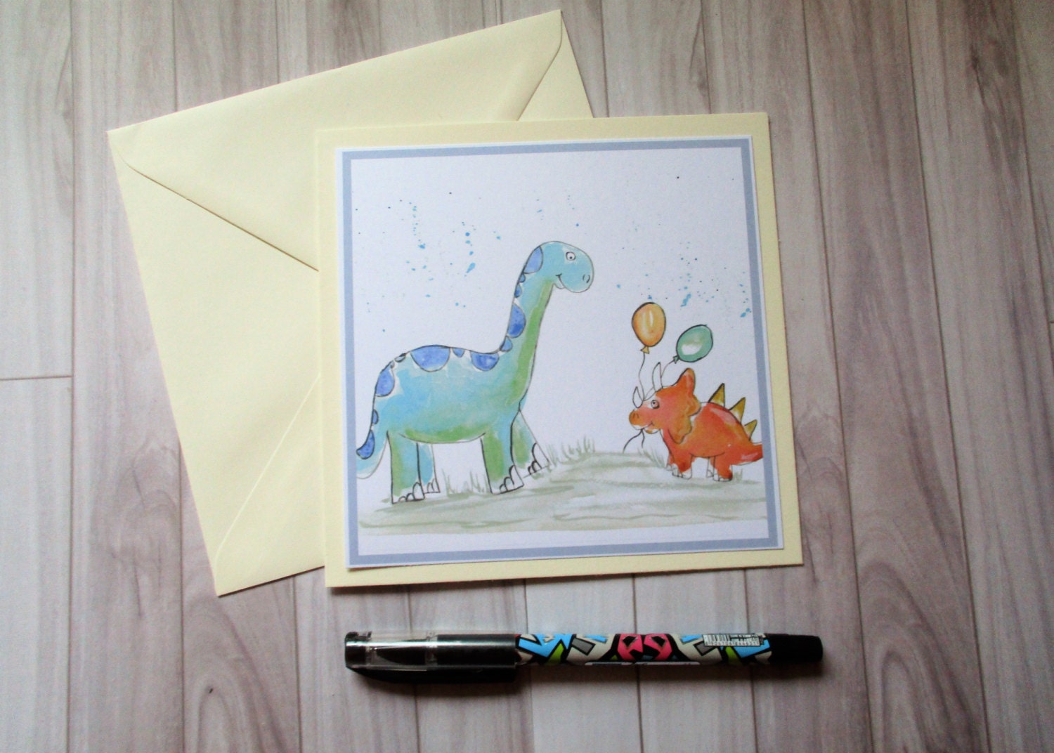 Dinosaur greetings card card blank card greetings card | Etsy