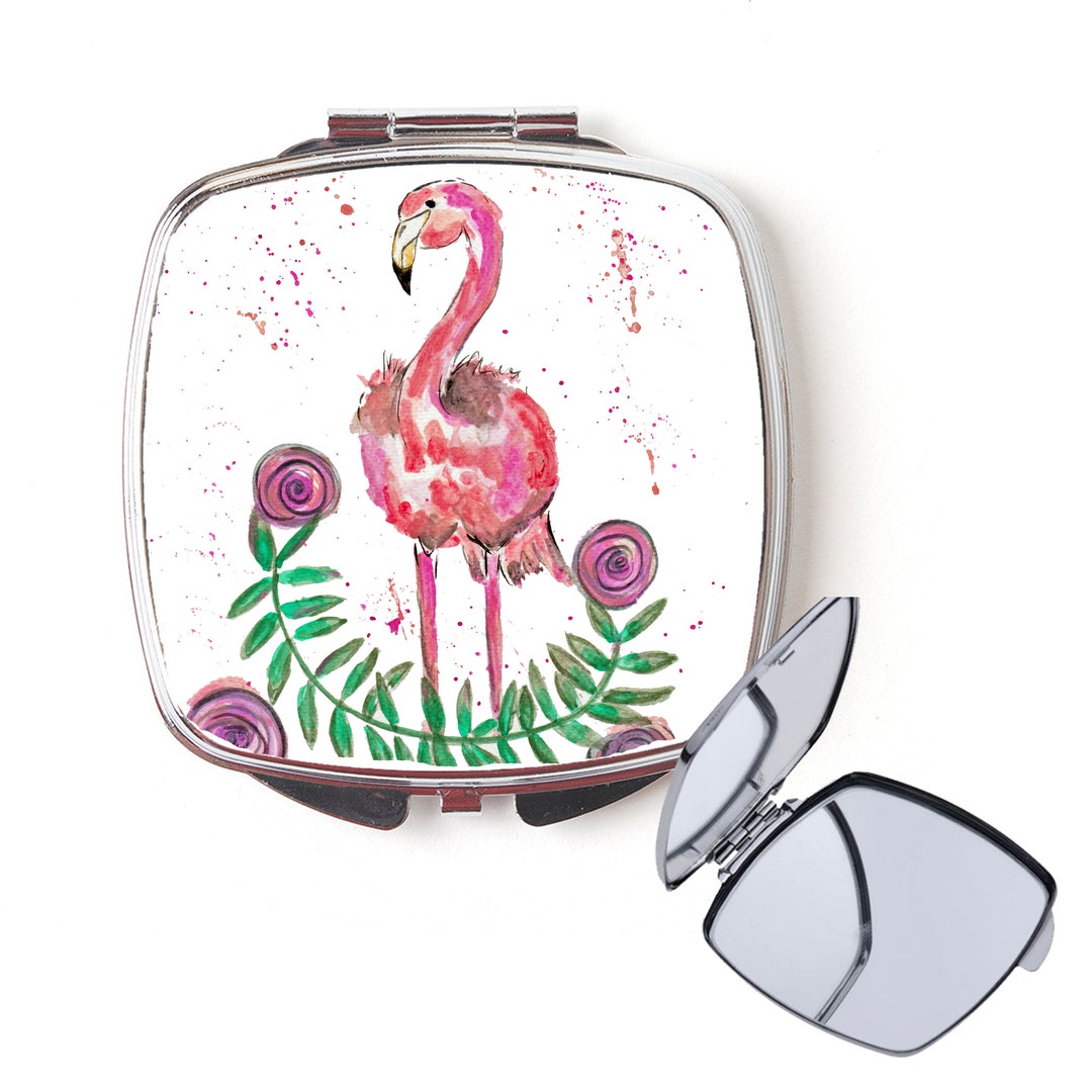 Flamingo Compact Mirror, Handbag Mirror, Pink Flamingo Mirror ...