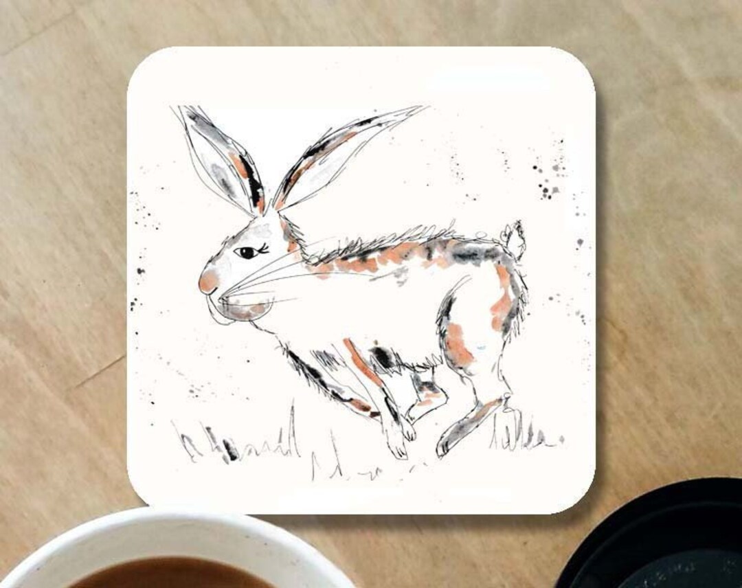 Skippy Rabbit Coaster, Hare Coaster, Wooden Coaster, Personalised ...