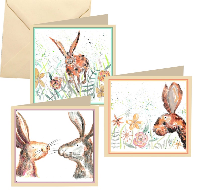 Multi Pack Rabbit Cards Rabbit Greetings Card Pack of Cards - Etsy UK