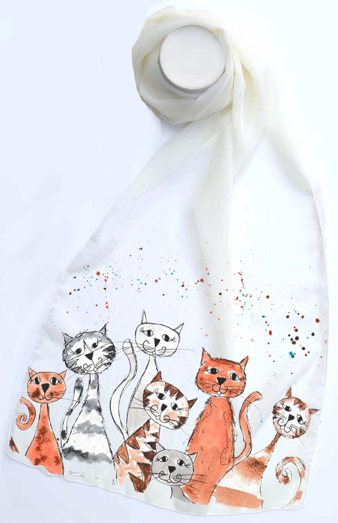 Chiffon Scarf, Cat Scarf, Animal Scarf, Cream Scarf, Unique Scarf ...