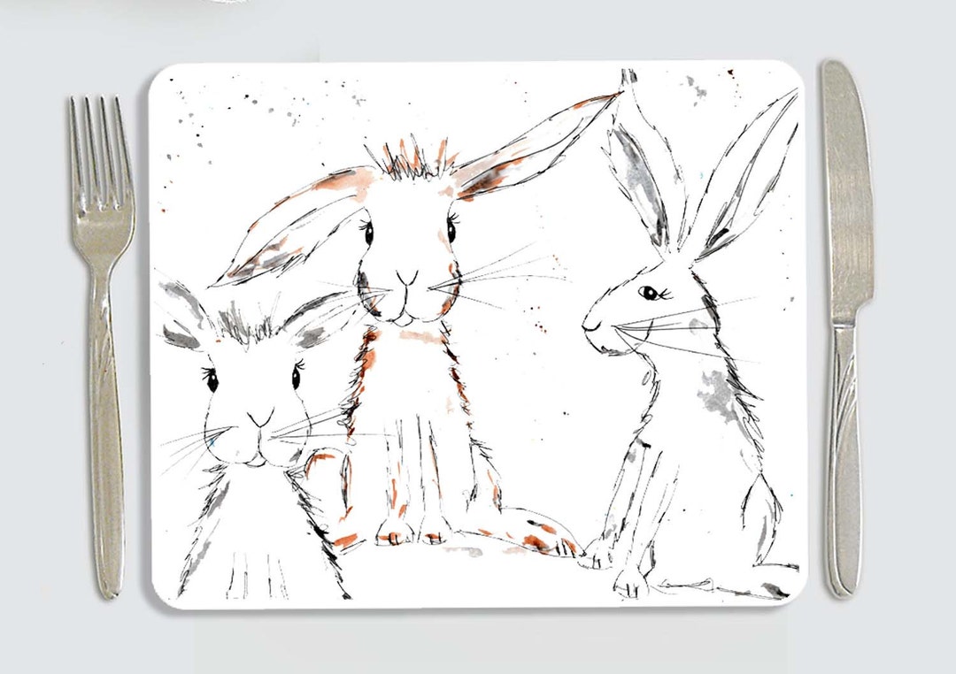 Rabbit Placemat, Personalised Rabbit Placemat, Childrens Placemat ...