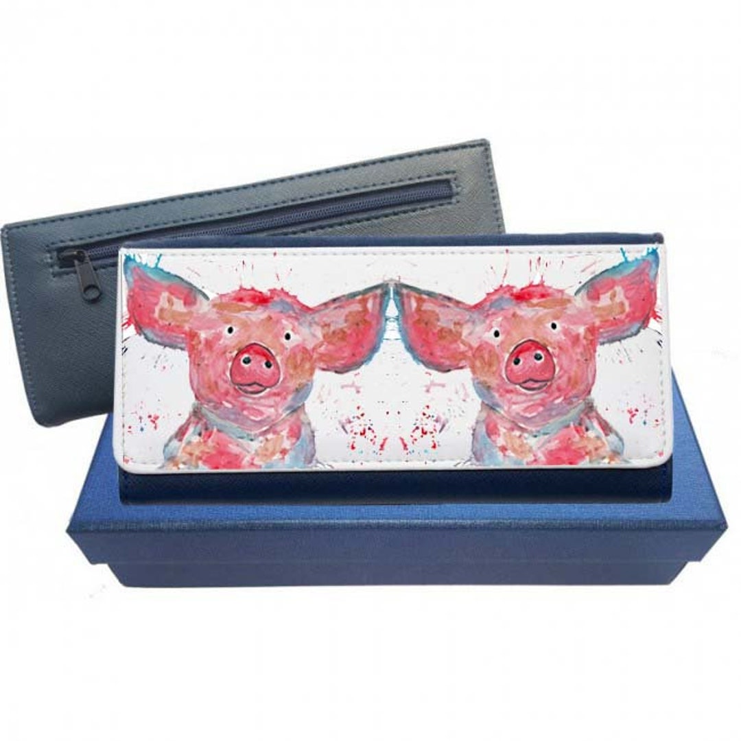 Pig Purse, Navy Purse, Pink Purse, Leather Purse, Pig Gift, Pig Wallet ...