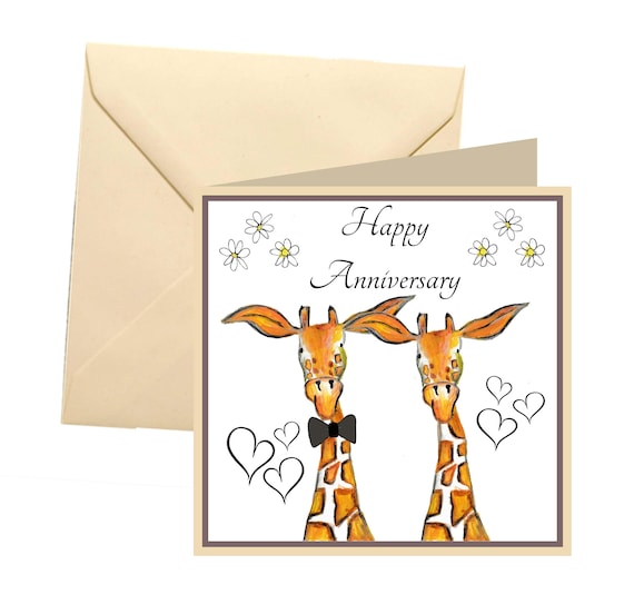 Anniversary Card Wedding Anniversary Card Giraffe | Etsy UK