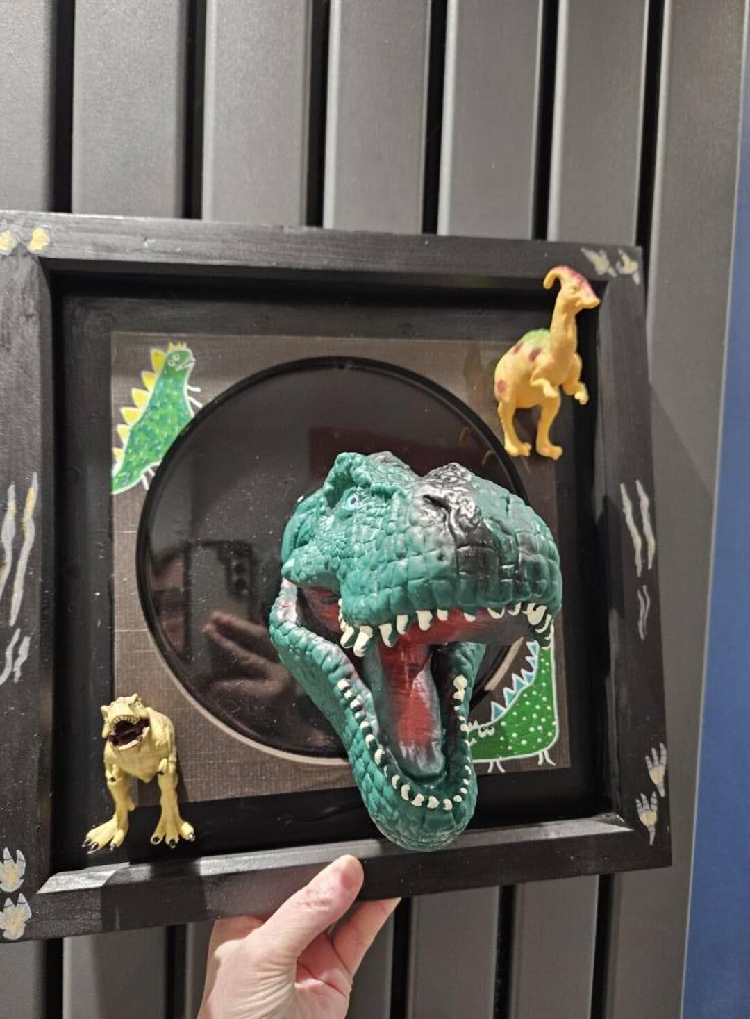 Upcycled Toy Art, Dinosaur Art, Toy Art, Childrens Bedroom Art, Kitsch ...