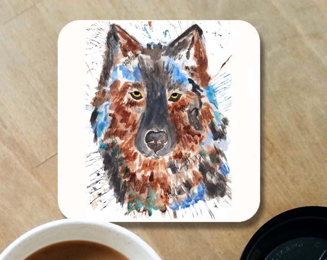 Wolf Coaster, Wooden Coaster, Wolf, Table Coaster, Drink Coaster, Wood ...
