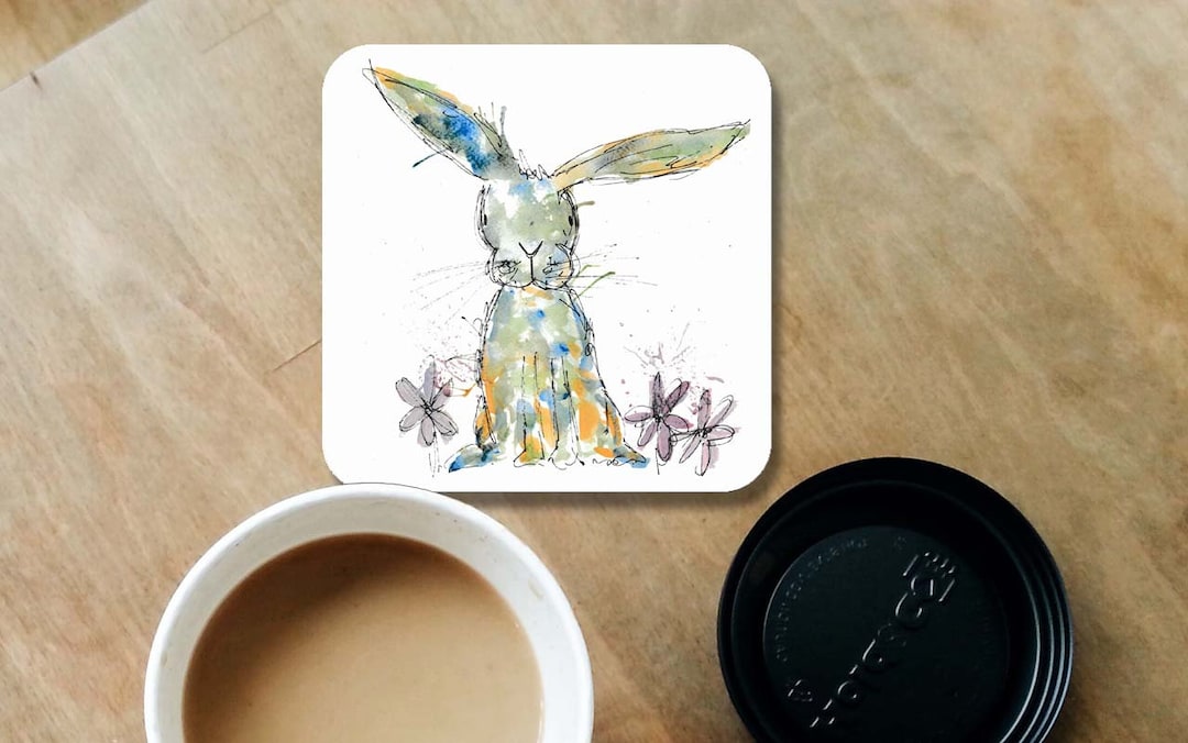 Rabbit Coaster, Hare Coaster, Wooden Coaster, Personalised Coaster ...