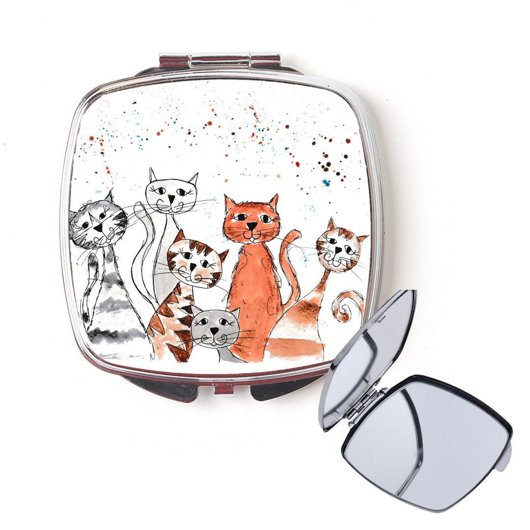 Cat Compact Mirror, Handbag Mirror, Cat Mirror, Christmas Gift, for Her ...