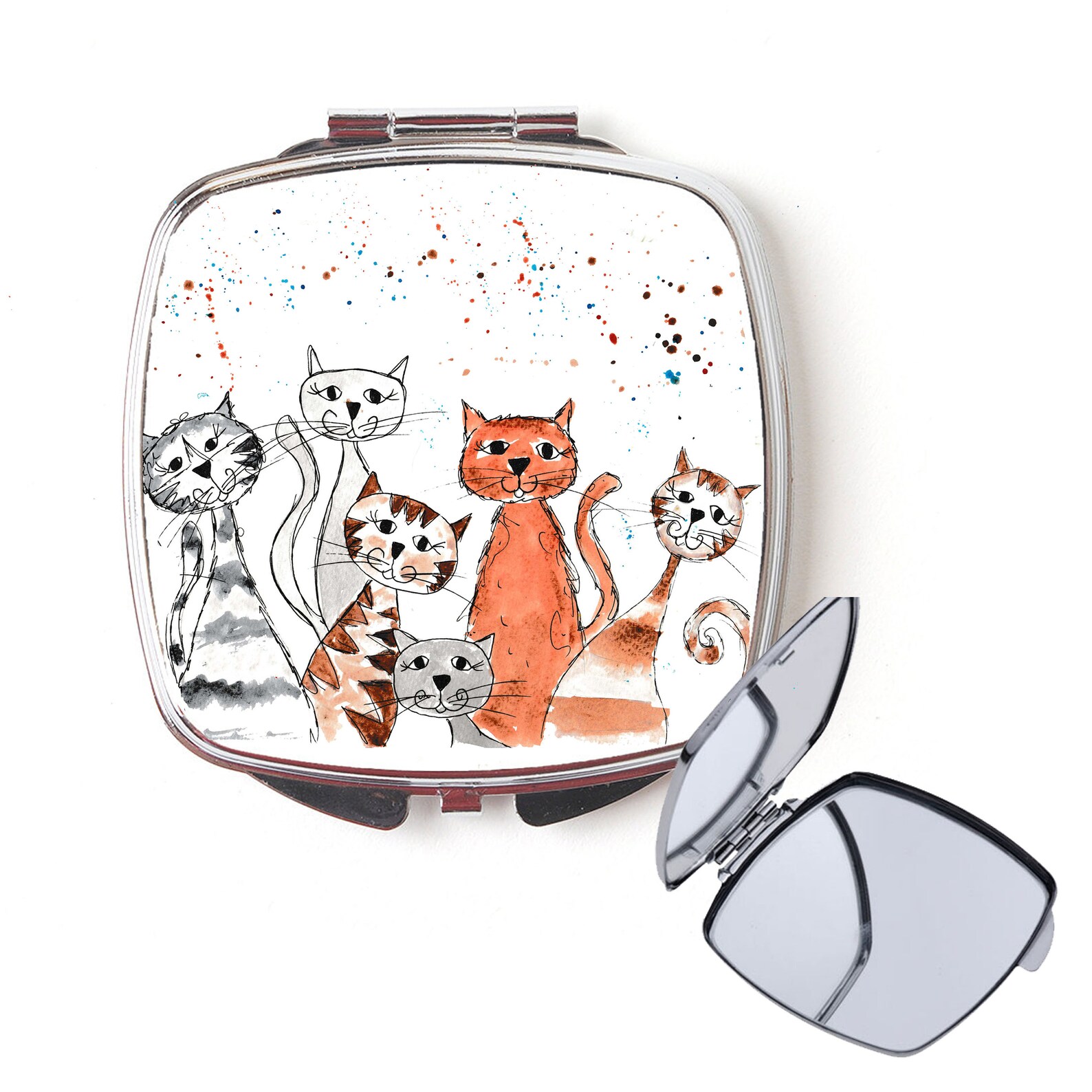 Cat Compact Mirror, Handbag Mirror, Cat Mirror, Christmas Gift, for Her ...