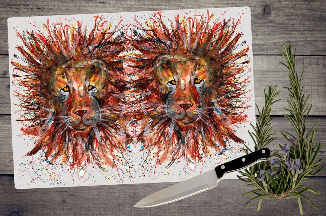 Lion Chopping Board, Cutting Board, Glass Chopping Board, Lion Kitchen ...