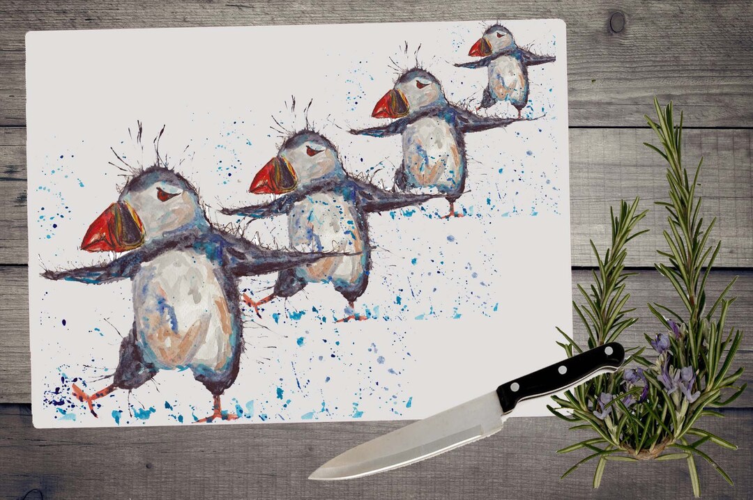 Puffin Chopping Board, Cutting Board, Glass Chopping Board, Puffin ...