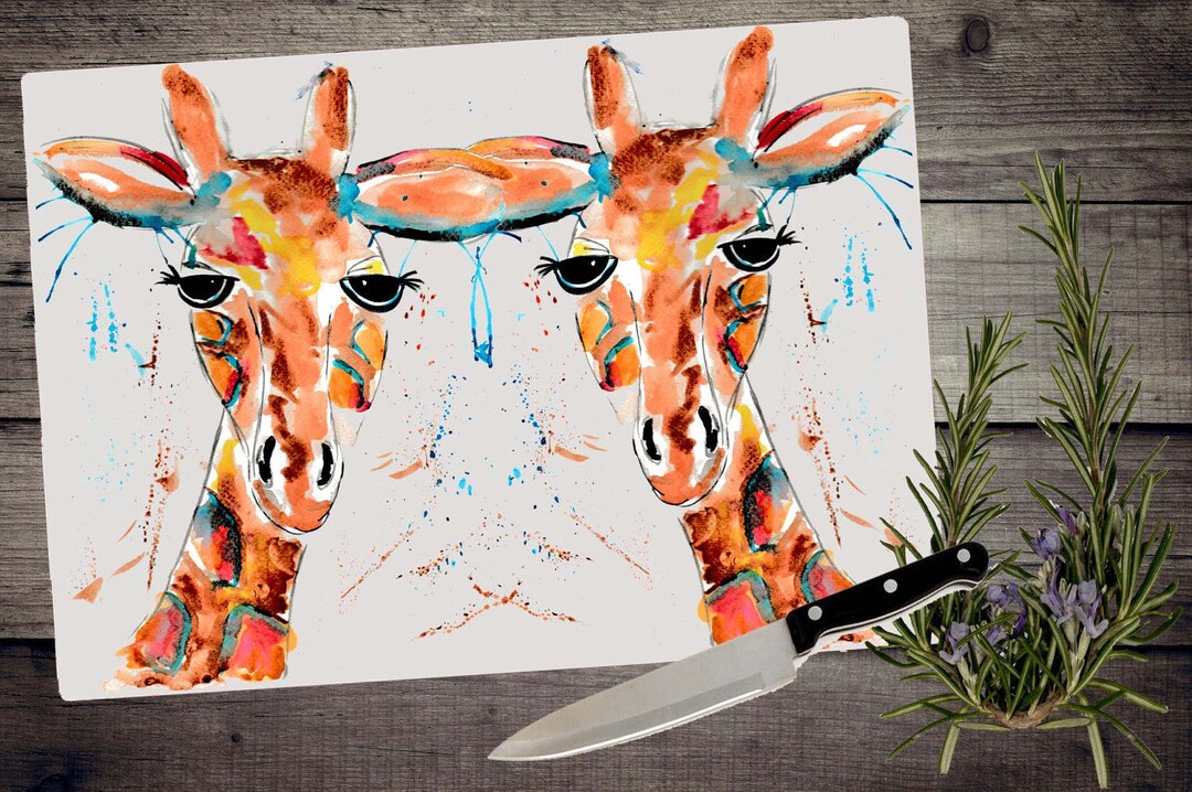 Giraffe Chopping Board, Cutting Board, Glass Chopping Board, Giraffe ...