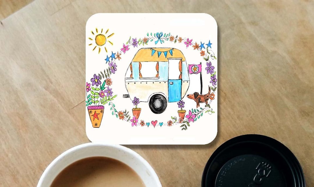 Caravan Coaster, Wooden Coaster, Caravan, Table Coaster, Drink Coaster ...