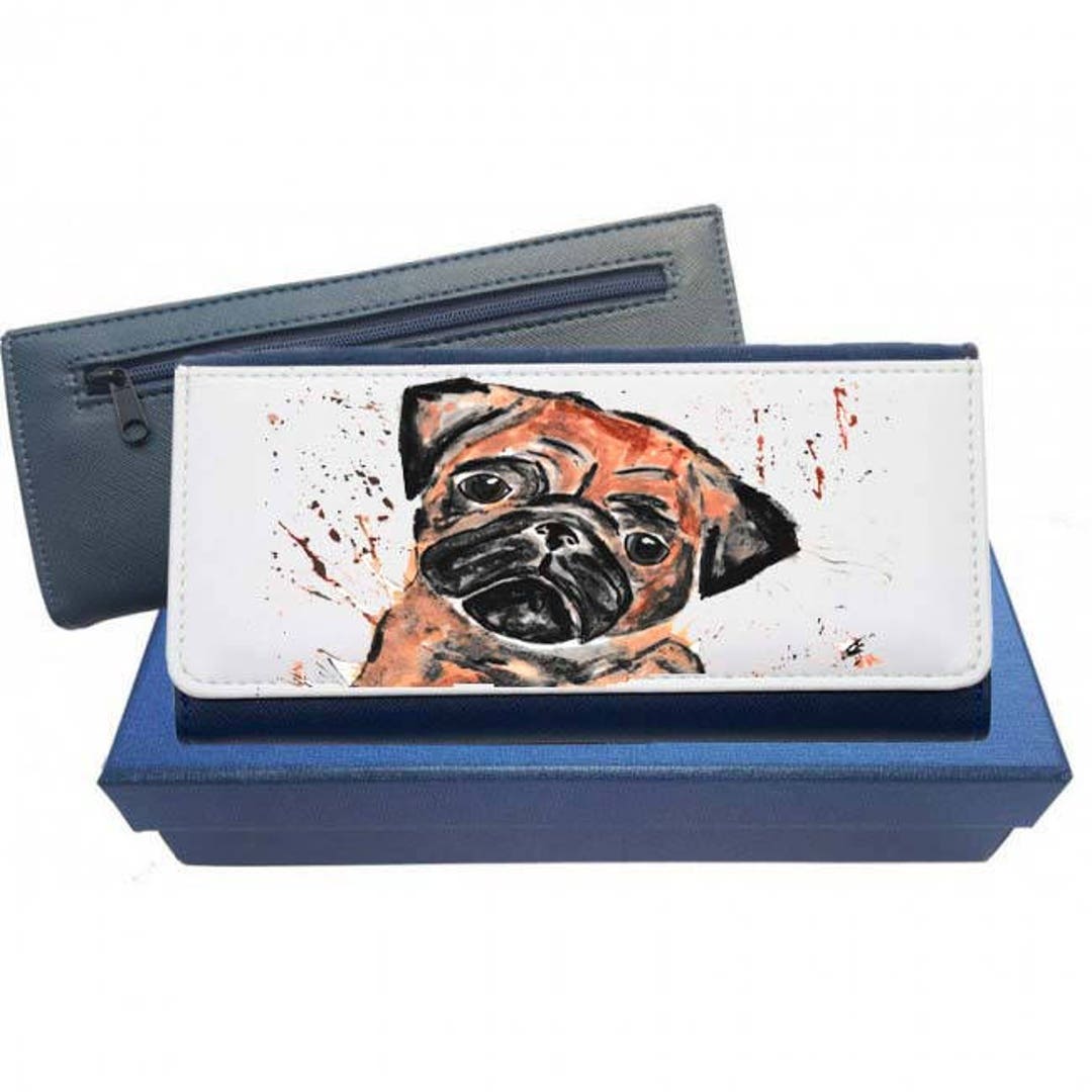 Pug Purse, Navy Purse, Pink Purse, Leather Purse, Pug Gift, Dog Wallet ...
