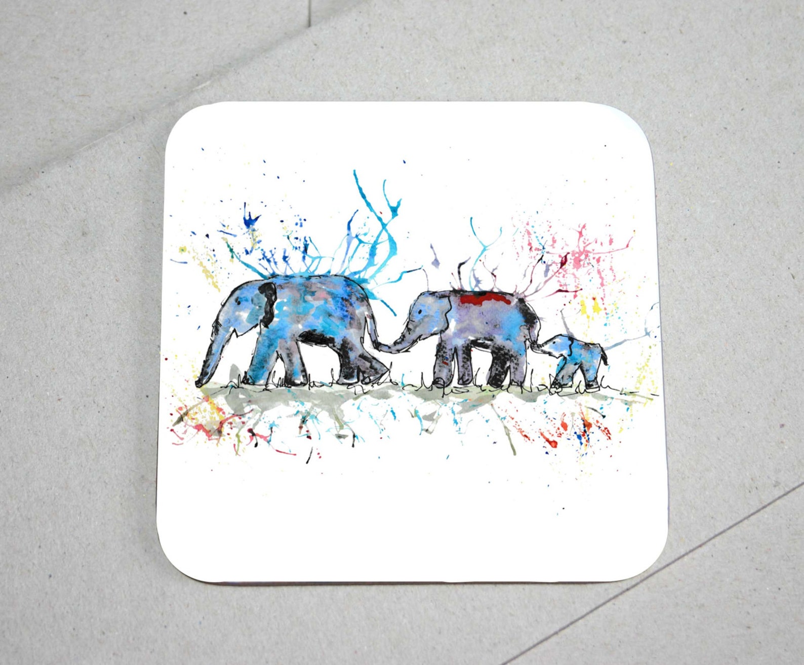 Elephant Family Coaster Wooden Coaster Elephant Gift Table | Etsy