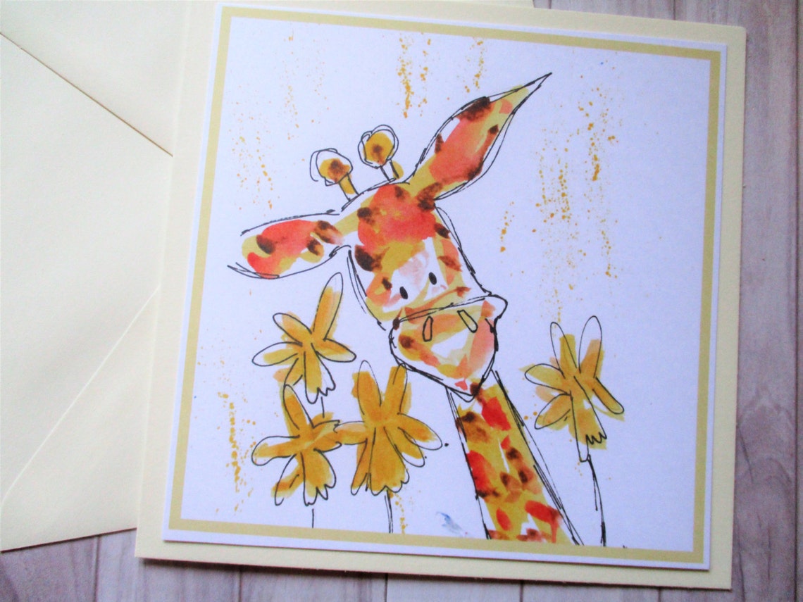 Giraffe Greetings Card Blank Card Greetings Card Birthday - Etsy