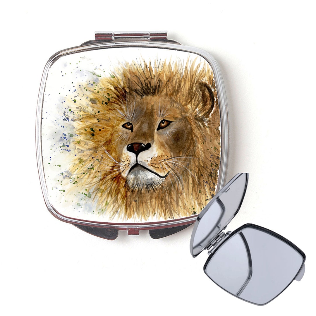 Lion Compact Mirror, Handbag Mirror, Lion Mirror, Christmas Gift, for ...