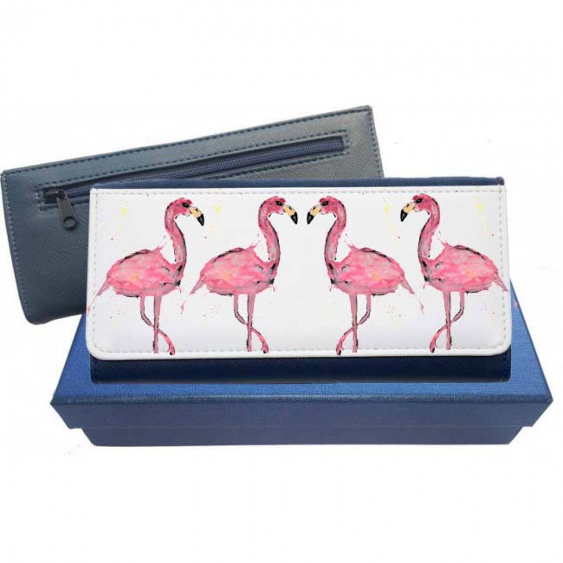 Flamingo Purse, Navy Purse, Leather Purse, Flamingo Gift, Flamingo ...