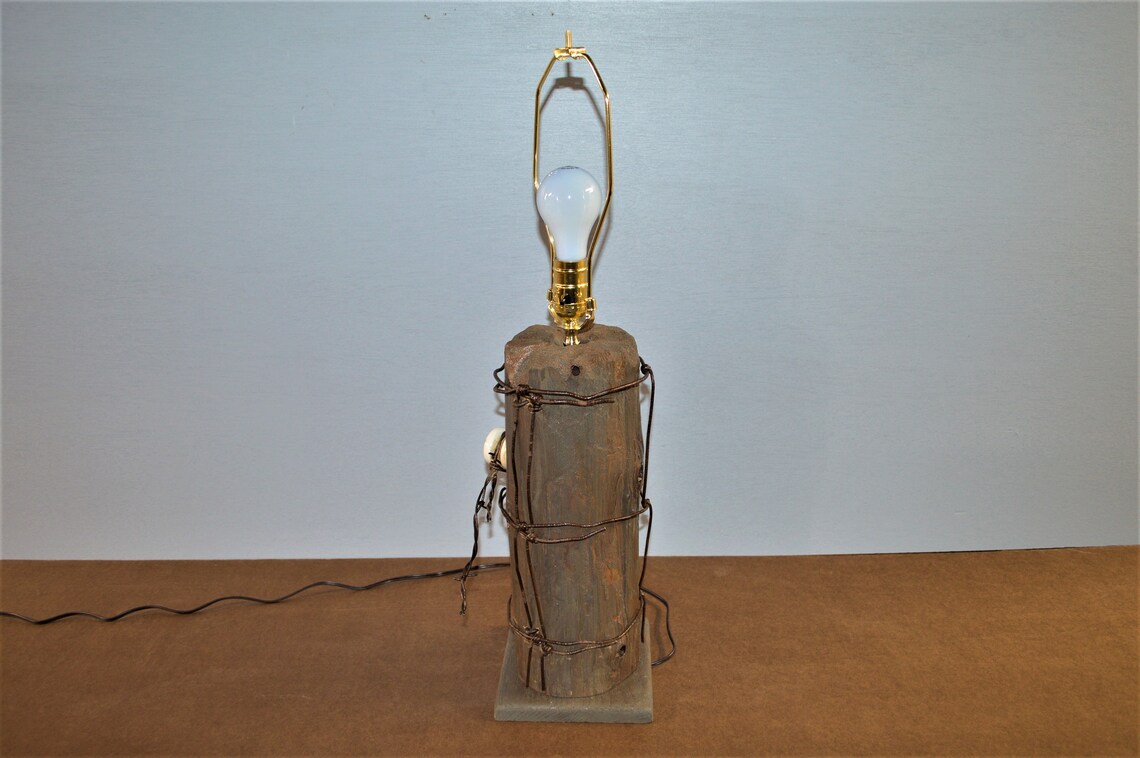 Rustic Cedar Wood Fence Post Lamp Country Table Light Old - Etsy UK