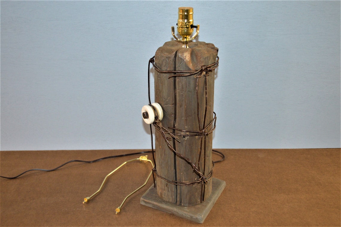 Rustic Cedar Wood Fence Post Lamp Country Table Light Old - Etsy UK