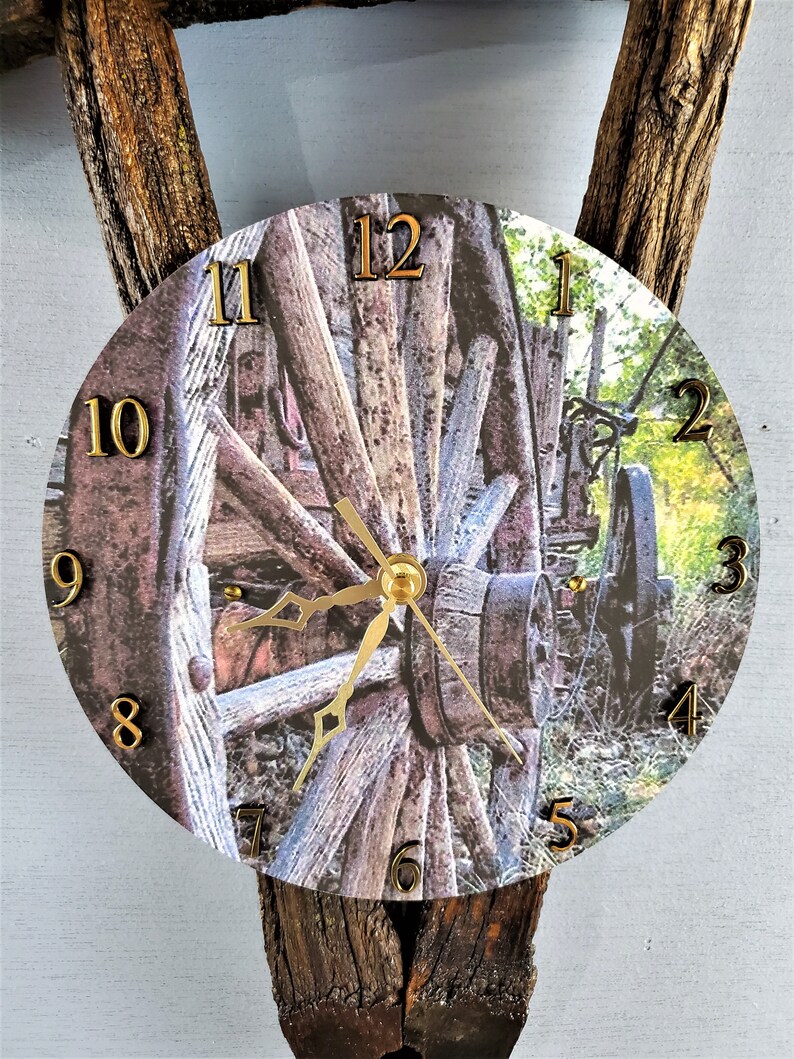 Country Wall Clock Authentic Double Spoke Wood Wagon Wheel - Etsy