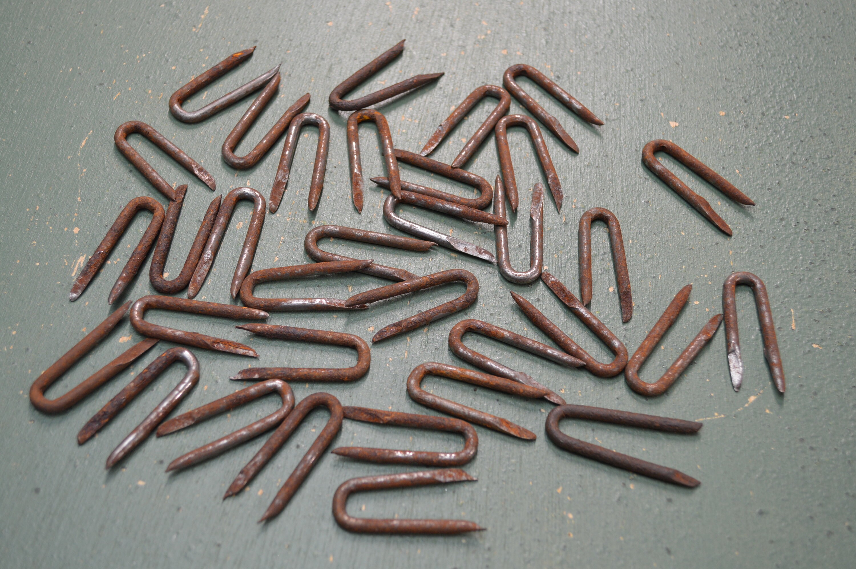 Antique Fasteners, Fence Staples, Rusted Farm Relics, Vintage Metal ...