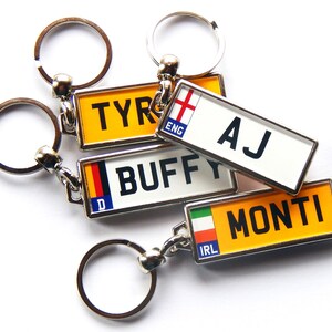 PERSONALISED NUMBER PLATE Keyring Icons Custom Gift Large Chrome Double ...