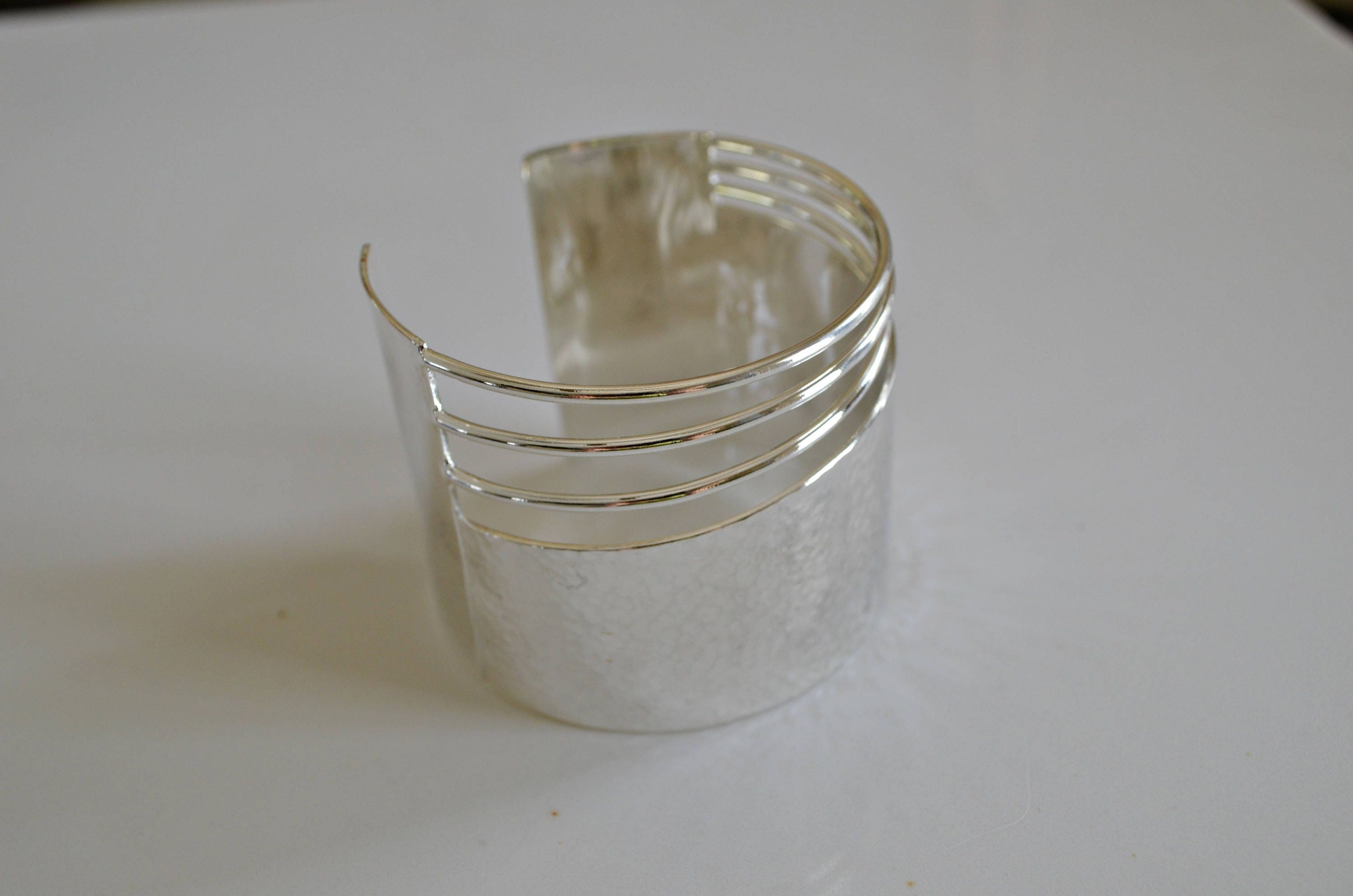 Wide Bronze Hand-hammered Sterling Silver Plated Polished Cuff - Etsy
