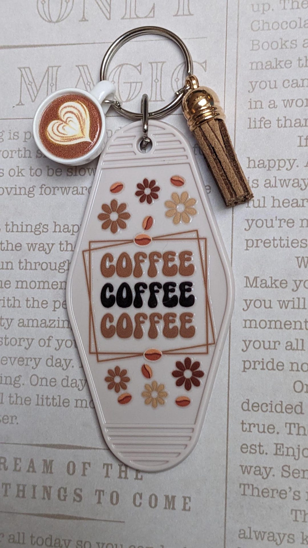 Coffee Cafe Caffeine Themed Motel Keychains, RV Camper Keychain, Trendy ...