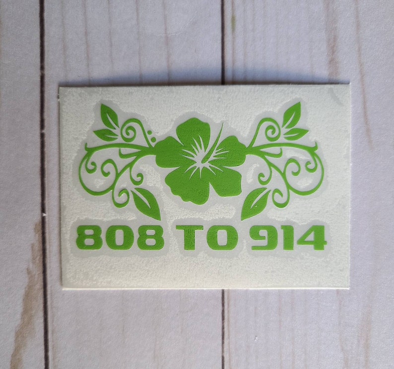 Hibiscus Vinyl Decal. Pick Your Area Code 808 | Etsy