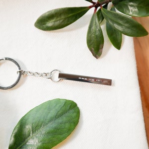 PERSONALIZED Bar Men Keychain - Morse Code Coordinates Keychain ...