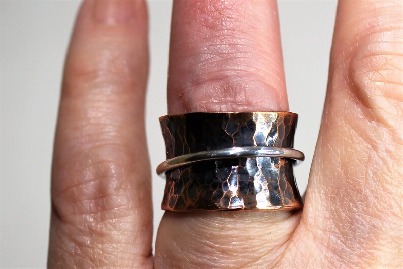Copper and Silver Spinner Ring - Etsy