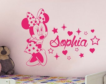 Custom Name Minnie Mouse Wall Decal Disney Cartoon Vinyl - Etsy