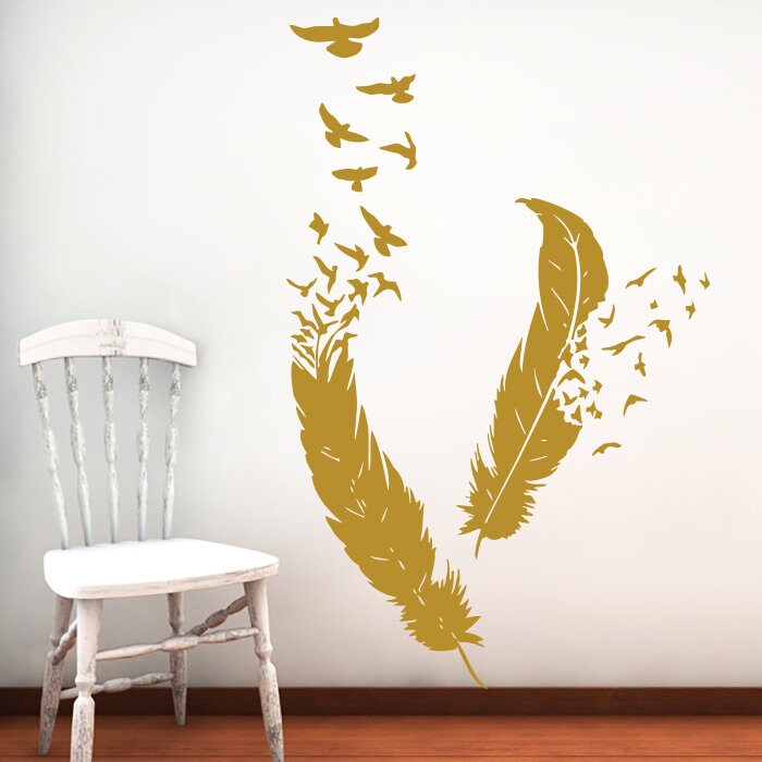 Feather Wall Decal Vinyl Sticker Decals Bird Home Decor Art | Etsy